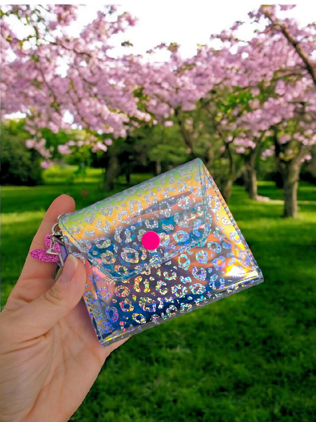 Holographic Animal Print Vegan Wallet: Iridescent Card Holder - Etsy