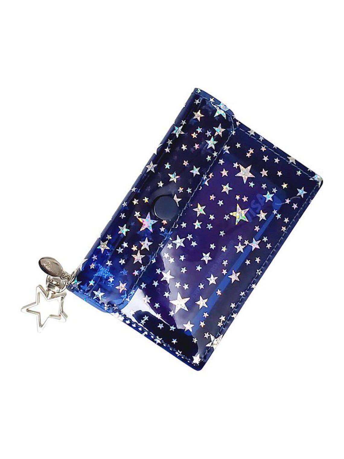 Holographic Stars Slim Wallet: Clear Vinyl Card Holder With Keyring - Etsy