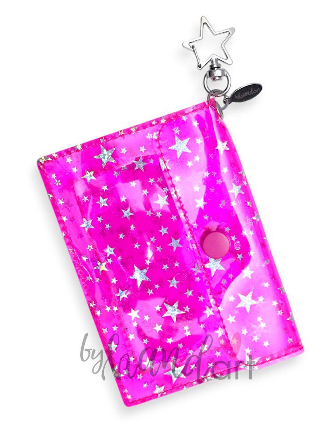Holographic Stars Slim Wallet: Clear Vinyl Card Holder With Keyring - Etsy