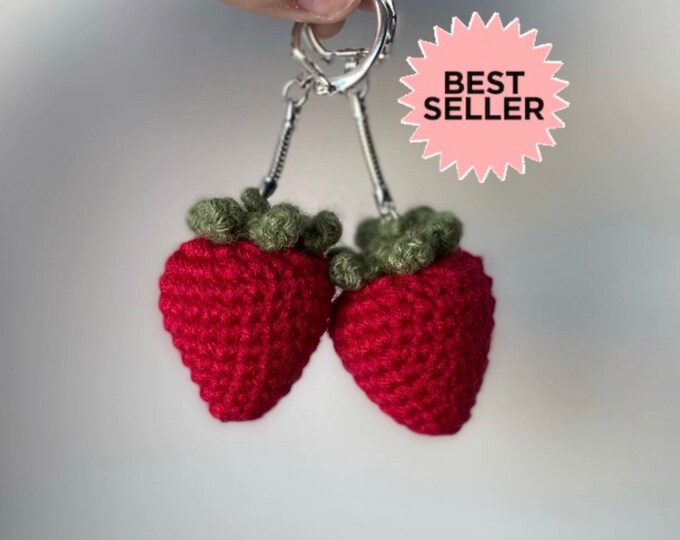 Crochet Strawberry Keychain - Etsy