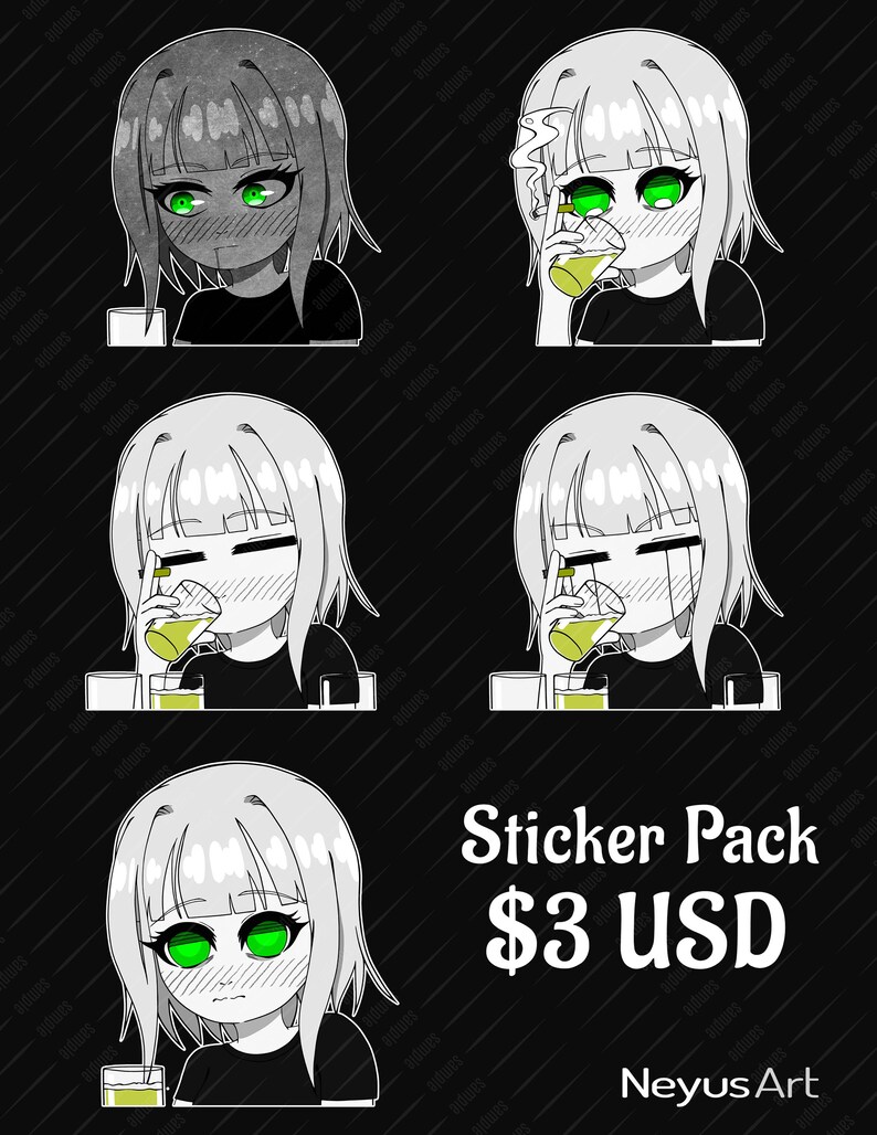 Funny Chibi Girl With Drink PNG Images Pack - Etsy