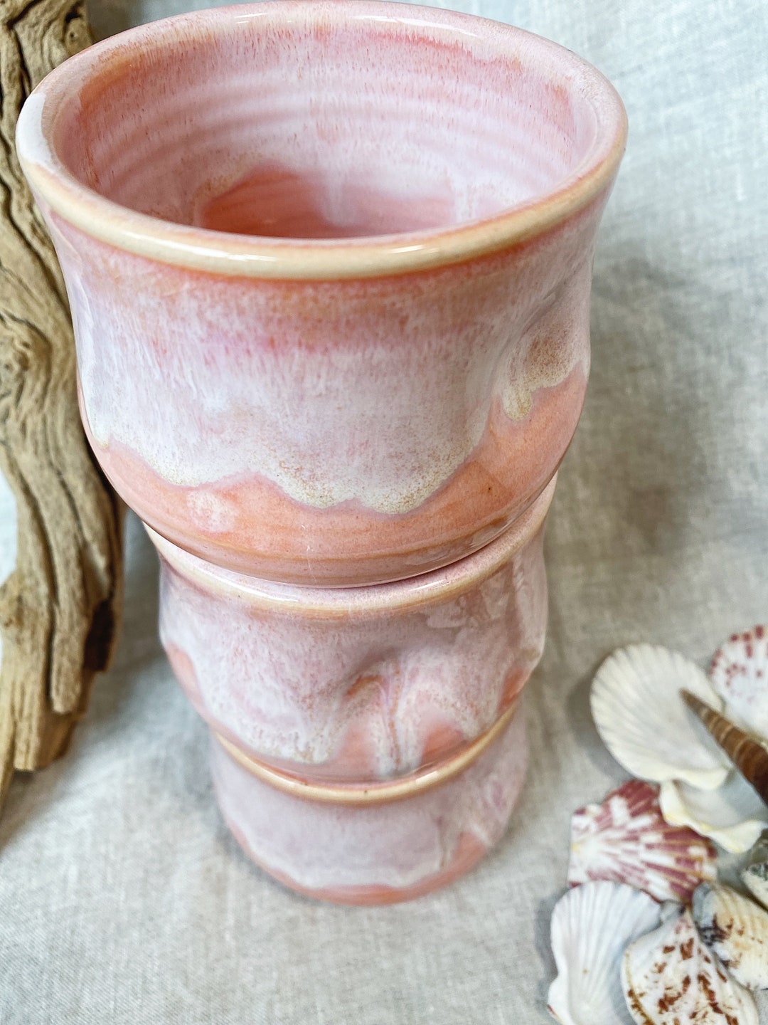 Pink Drippy Thumbler; Small Drip Glaze Handmade Ceramic Pottery Tumbler ...