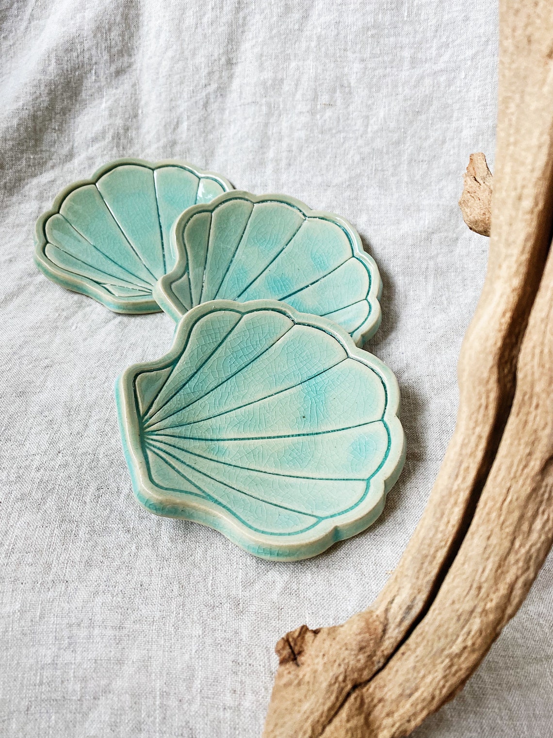 Blue Seashell Ring Cache Trinket Soap Dish | Handmade Pottery Ceramic ...