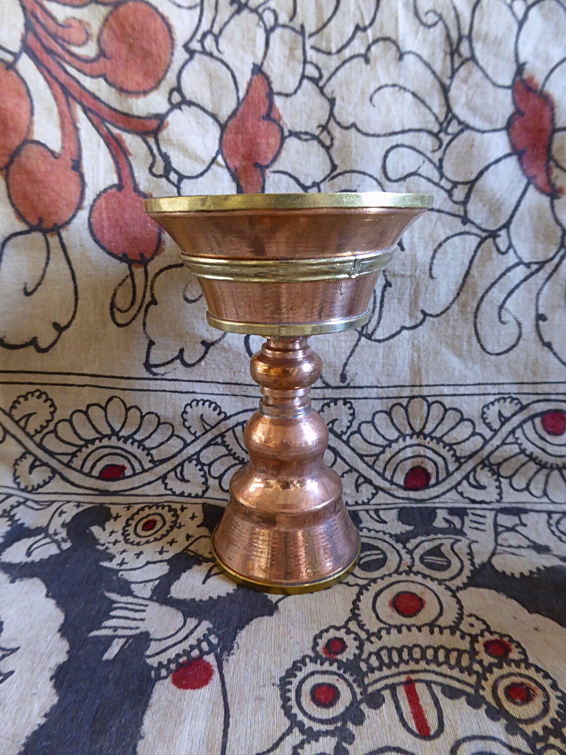 Vintage Tibetan Butter Lamp Copper Brass Altar Offering Pray Light ...