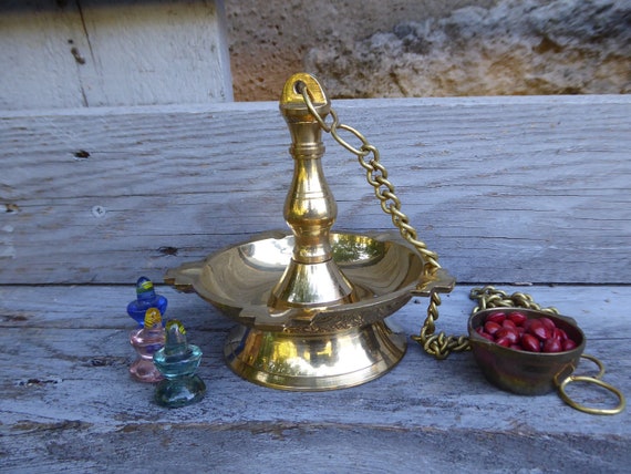Vintage Indian Hanging Oil Lamp Brass India Puja Pooja - Etsy