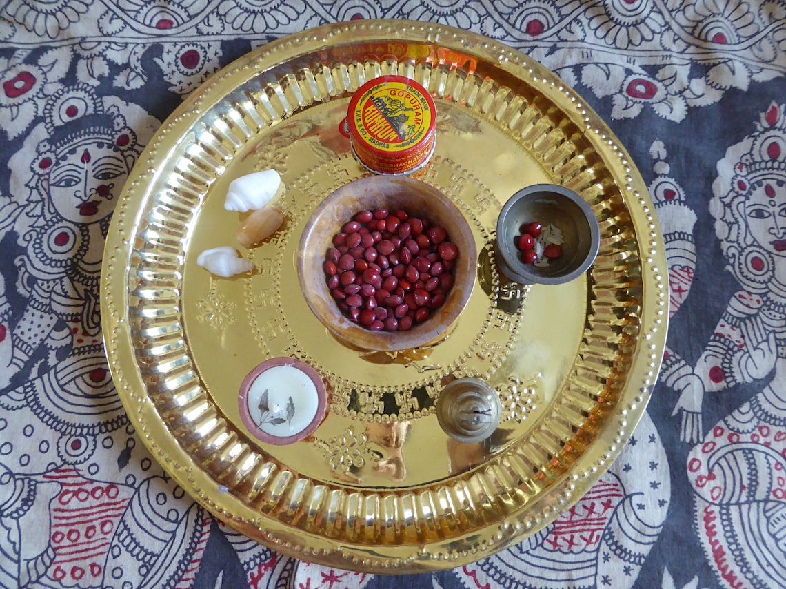 Vintage Big Indian Ganesh Puja Thali Puja Pooja Plate Prayer - Etsy