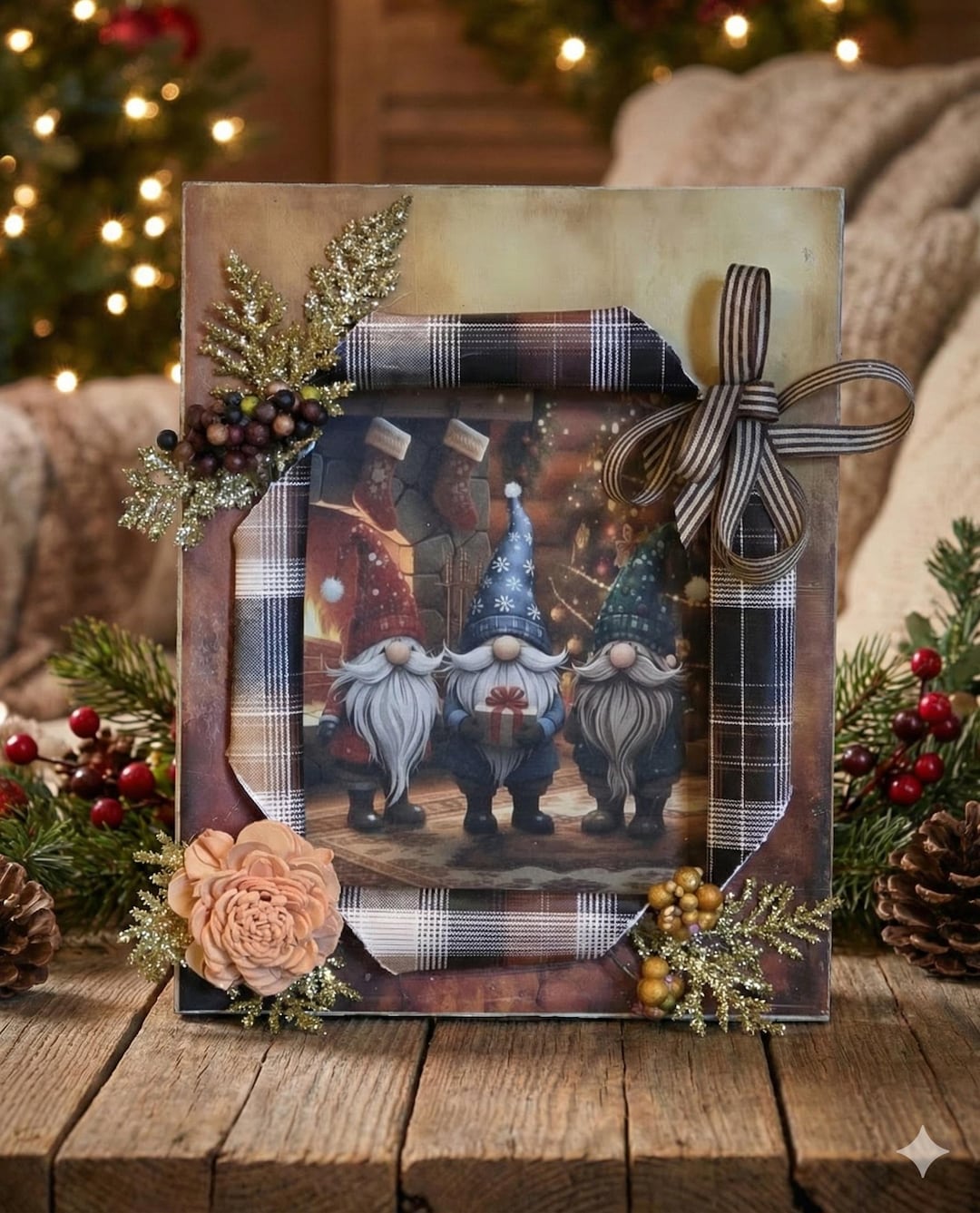 Christmas Gnome Decoupage Canvas | Bust Out Canvas | Gnomes | Rustic ...