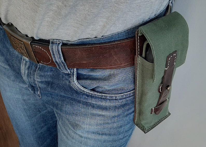 Leather and Waxed Canvas Bushcraft Pouch for Silky Pocketboy - Etsy