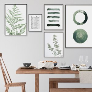 Green Botanical Wall Set, Set of 5 Poster,green Art Set, Art Set Prints ...