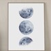 Indigo Moon Phase Watercolor Print: Minimalist Navy Blue Wall Art ...