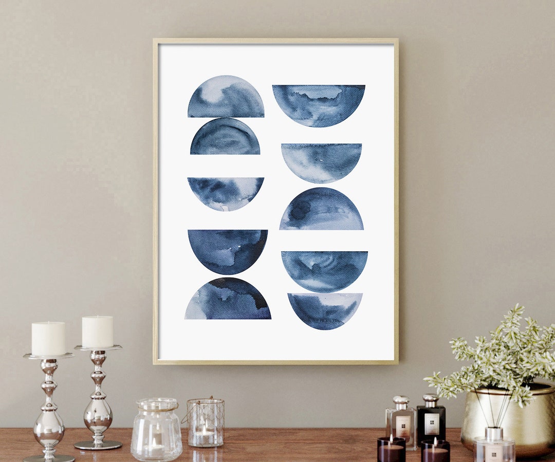 Indigo Abstract Poster,minimalist Poster,watercolor Art,modern Wall Art ...