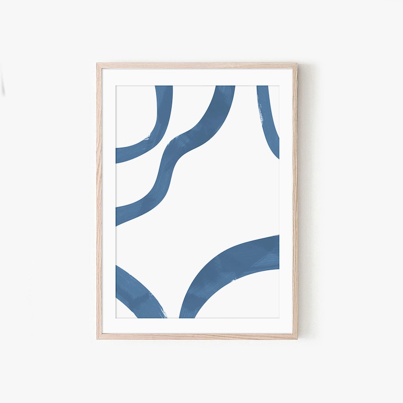 Blue White Abstract Print Blue Line Art Print Abstract - Etsy