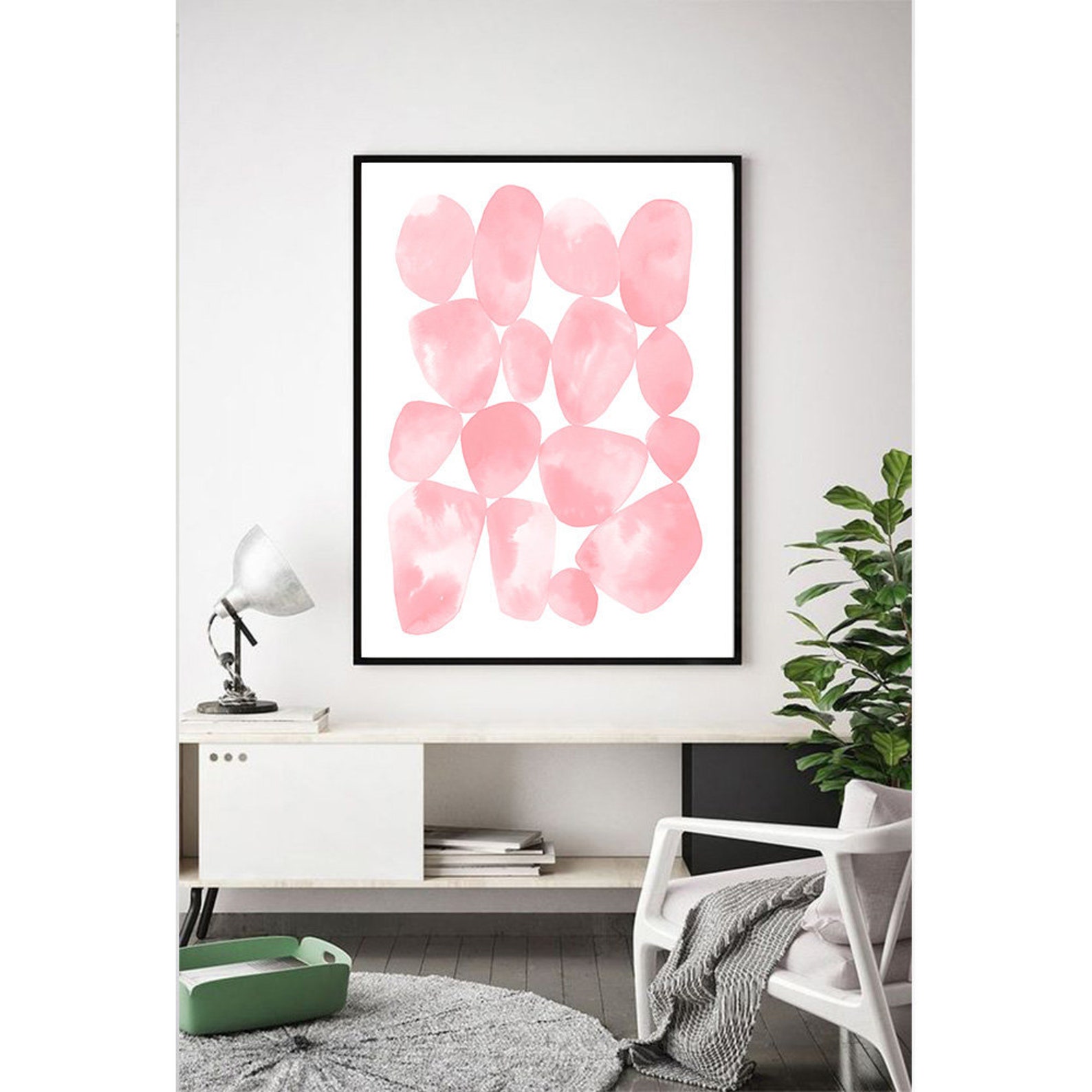 Blush Pink Watercolor Paintings Wall Art Print Watercolor | Etsy