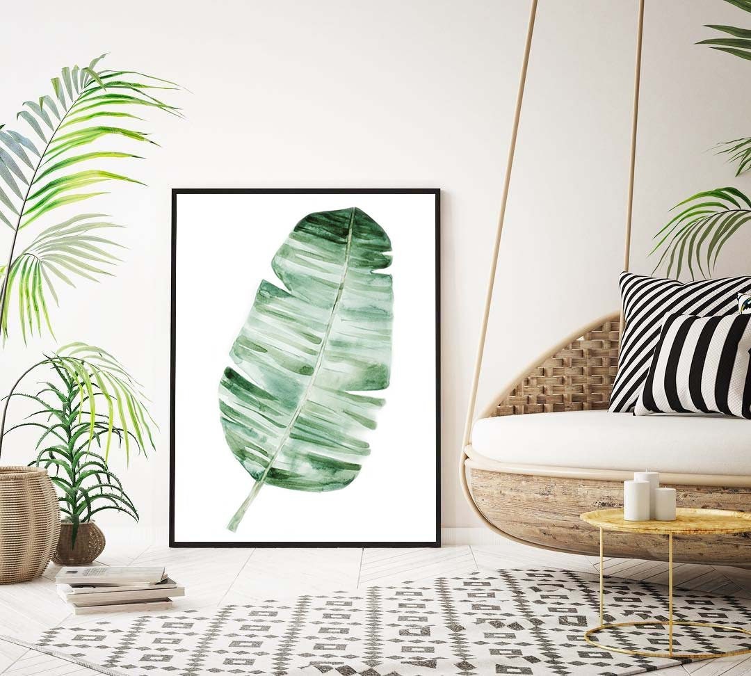 Set of 4 Leaf Prints Botanical Set Print Painted Leaves | Etsy