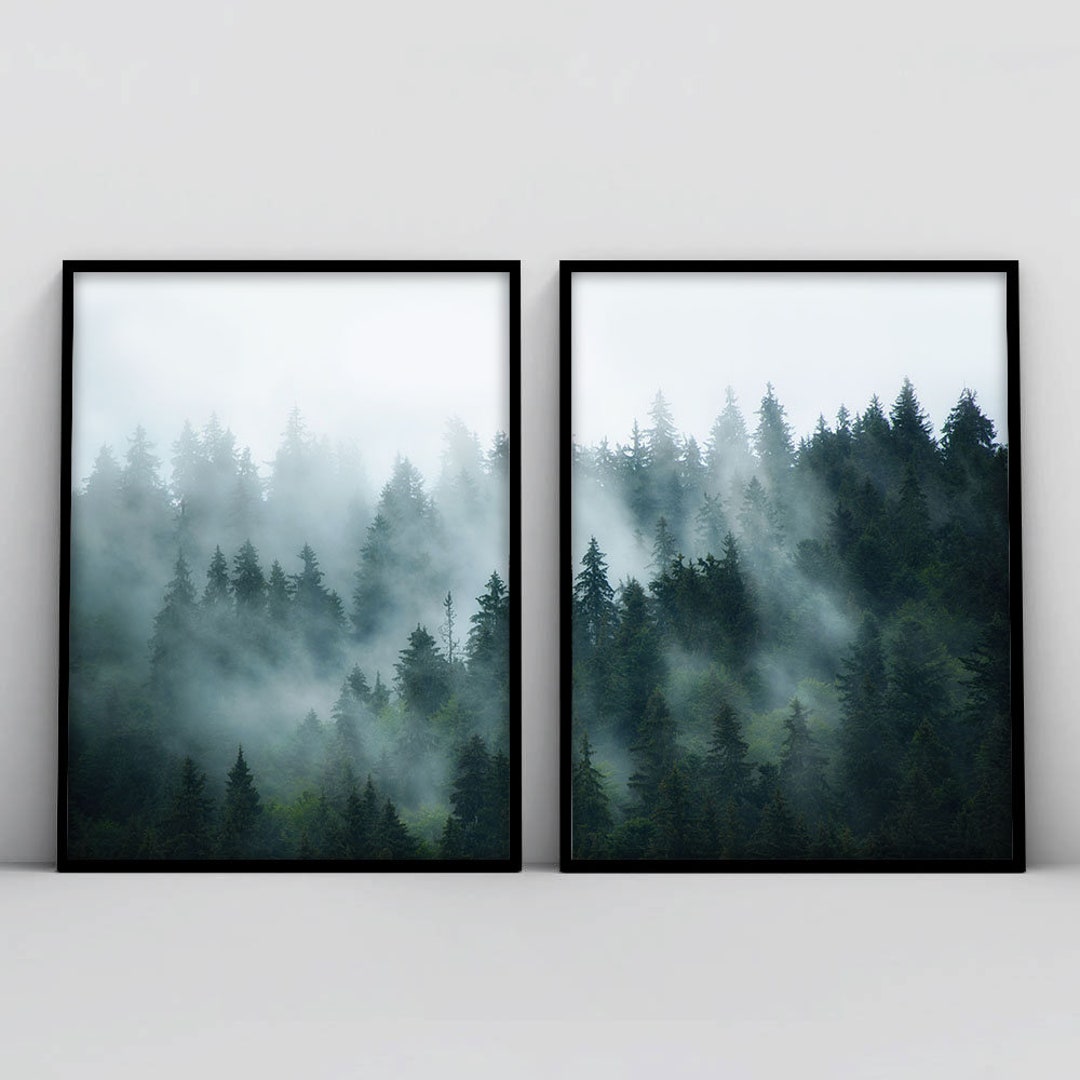 Forest Prints Set, Set of 2, Forest Wall Art, Scandinavian Print ...