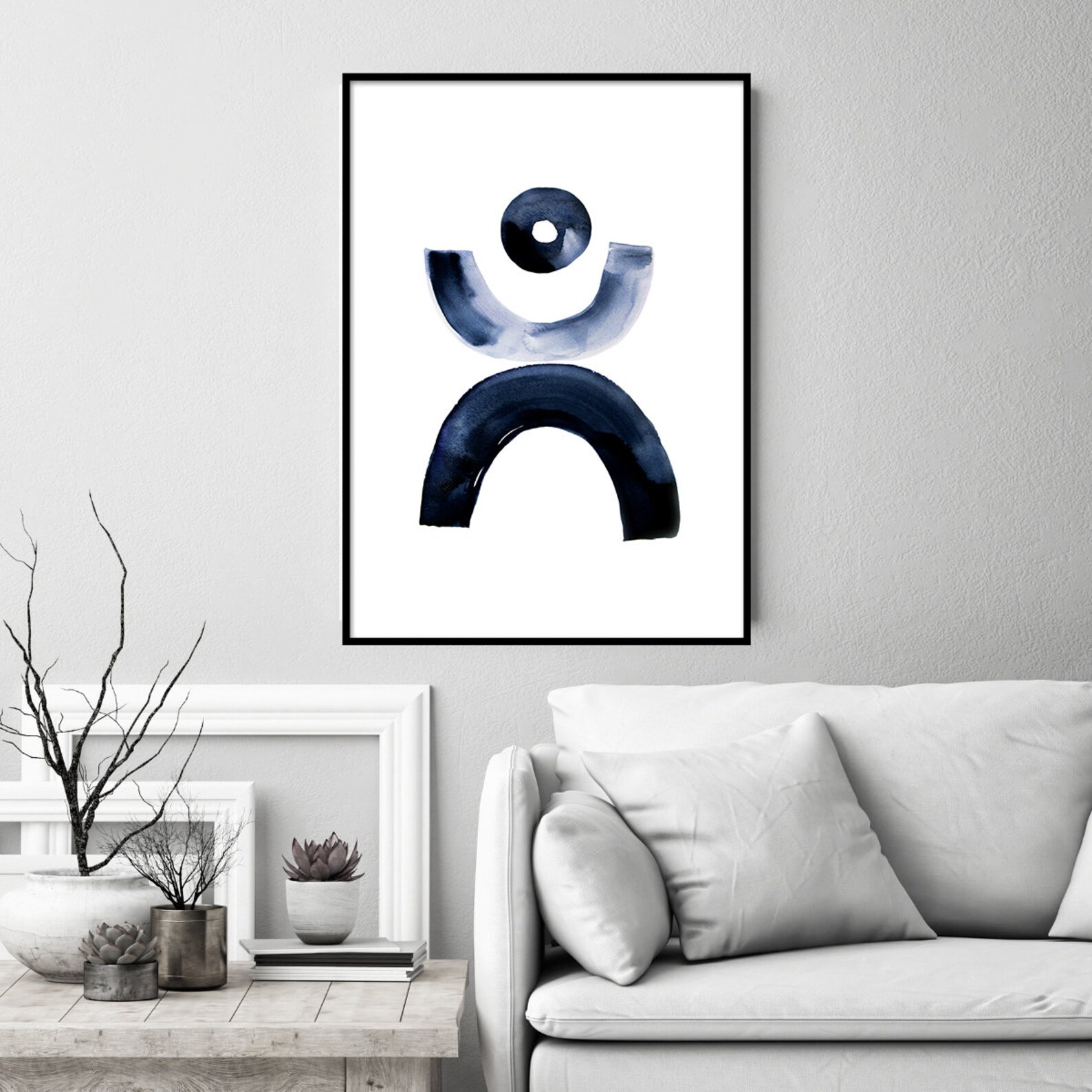 Indigo Brush Stroke Abstract Wall Art Large Wall Art Modern | Etsy