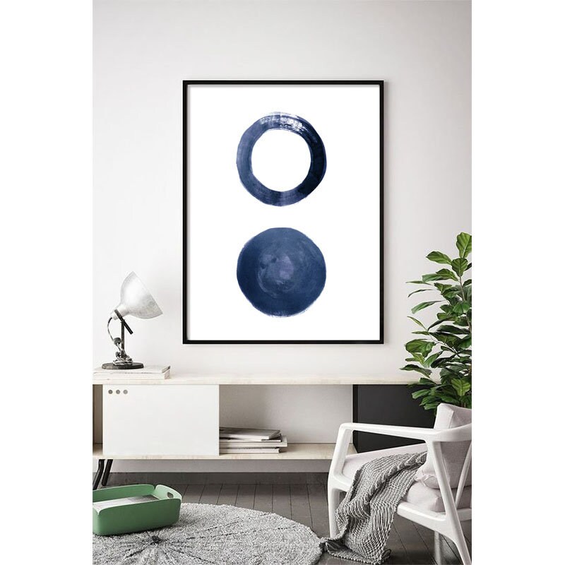 Indigo Wall Art Abstract Poster Deep Blue Scandinavian | Etsy