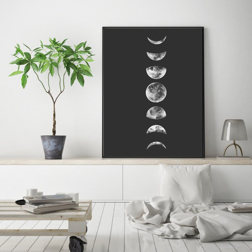 Moon Phases PosterMoon posterMoon artPlanet printMoon | Etsy