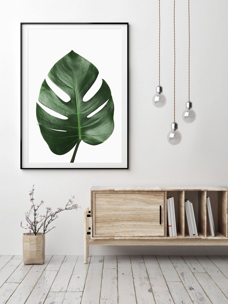 Monstera Leaf Poster Green Leaf Print Botanical Poster - Etsy