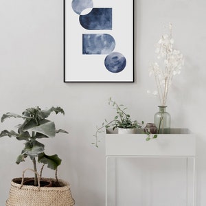Indigo Painting Poster,minimalist Poster,watercolor Art,geometric Wall ...