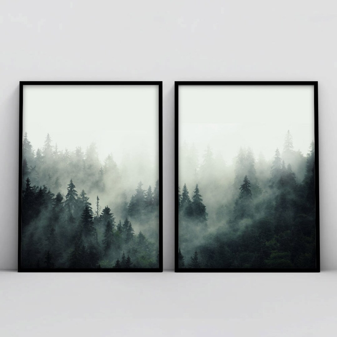 Forest Prints Set, Forest Wall Art, Mountain Print, Scandinavian Print ...
