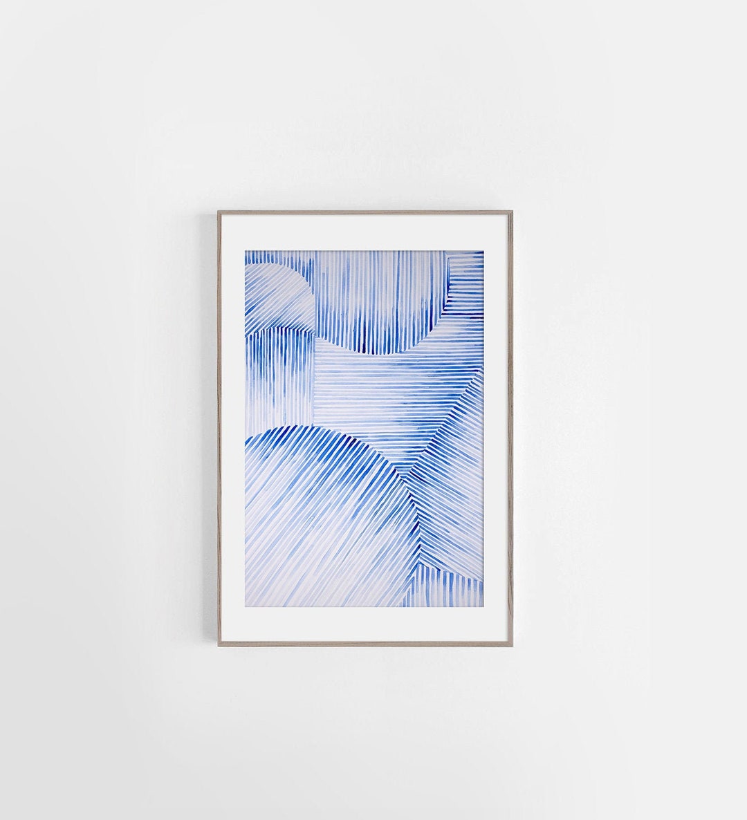 Blue Abstract Drawing Painting, Blue Watercolor Art Print, Brush Stroke ...
