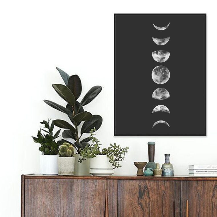 Moon Phases PosterMoon posterMoon artPlanet printMoon | Etsy