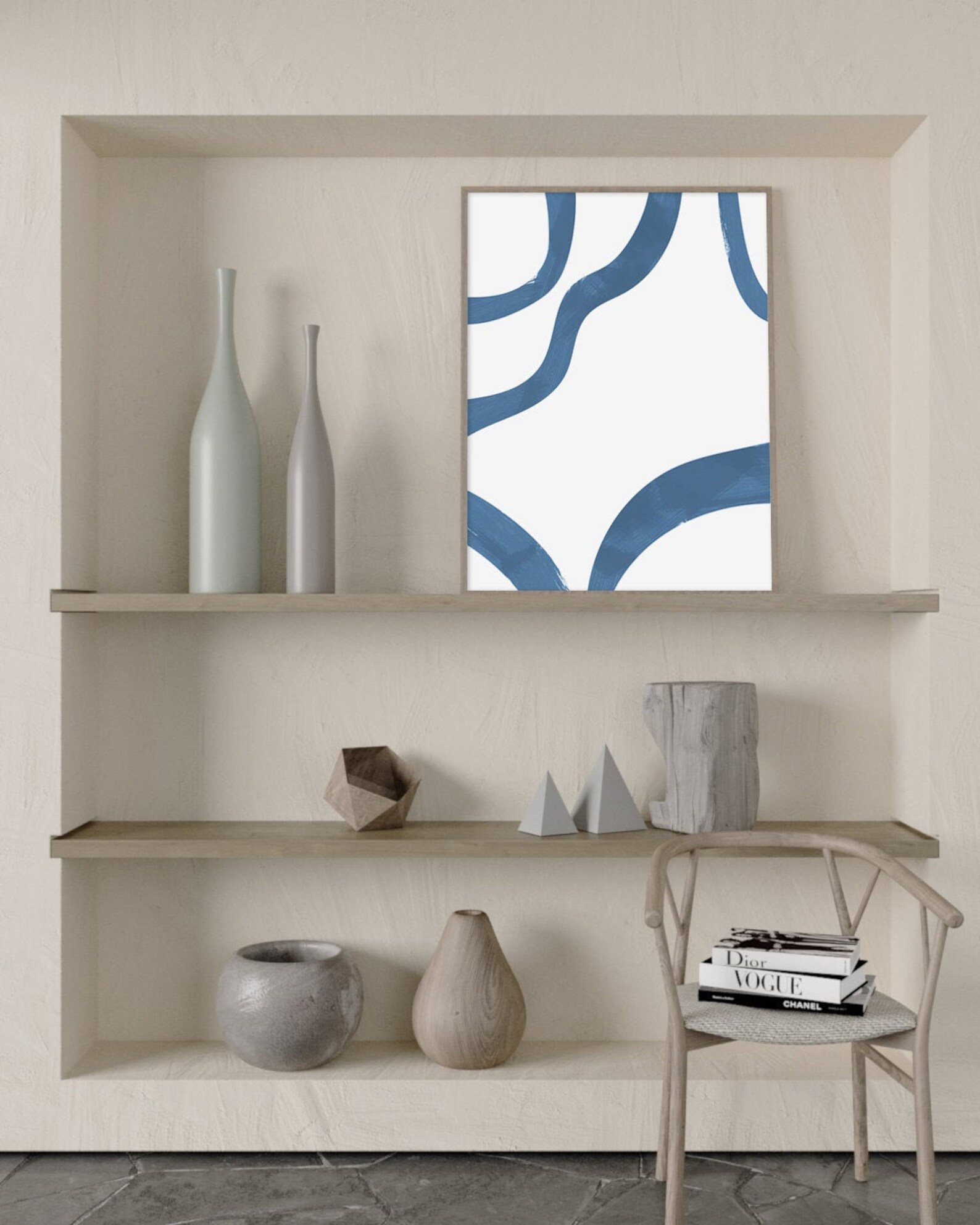 Blue White Abstract Print Blue Line Art Print Abstract - Etsy