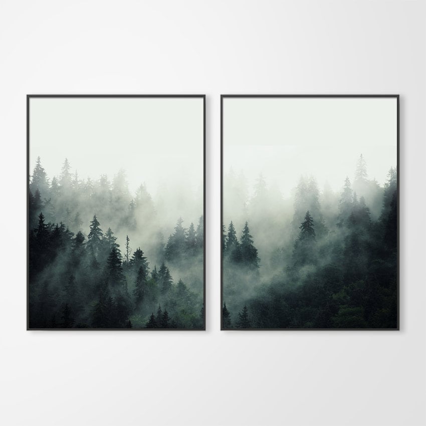 Forest Prints Set Forest Wall Art Mountain Print | Etsy