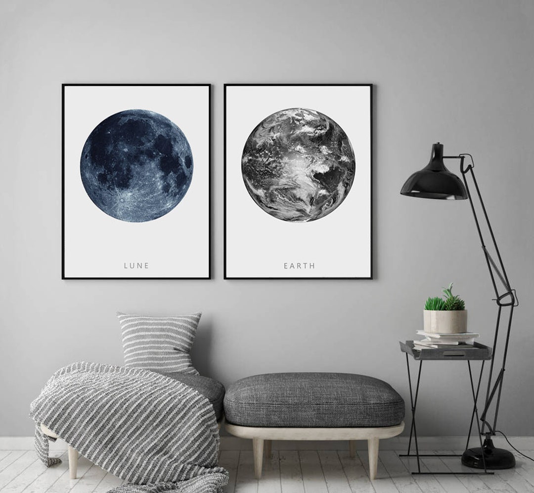 Nasa Decor,moon Poster,moon Art,indigo Poster,planet Print,modern Print ...