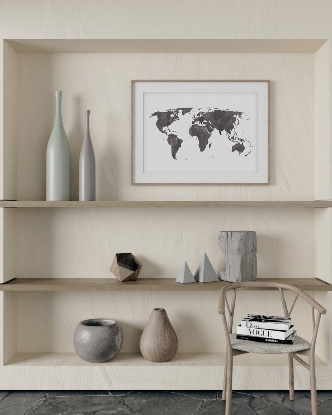 World Map Poster, Black and White, World Map Print, Watercolor World ...