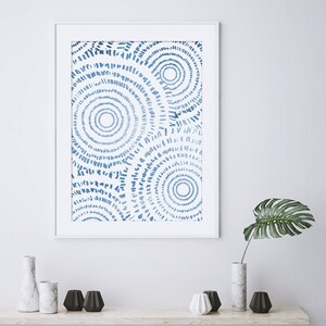 Blue Abstract Circle Wall Art,line Drawing Print, Modern Wall Art ...