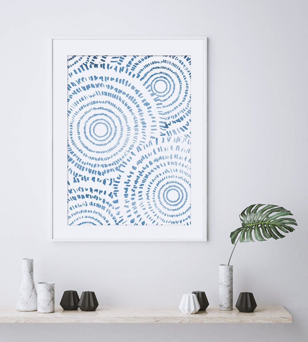 Blue Abstract Circle Wall Artline Drawing Print Modern Wall - Etsy