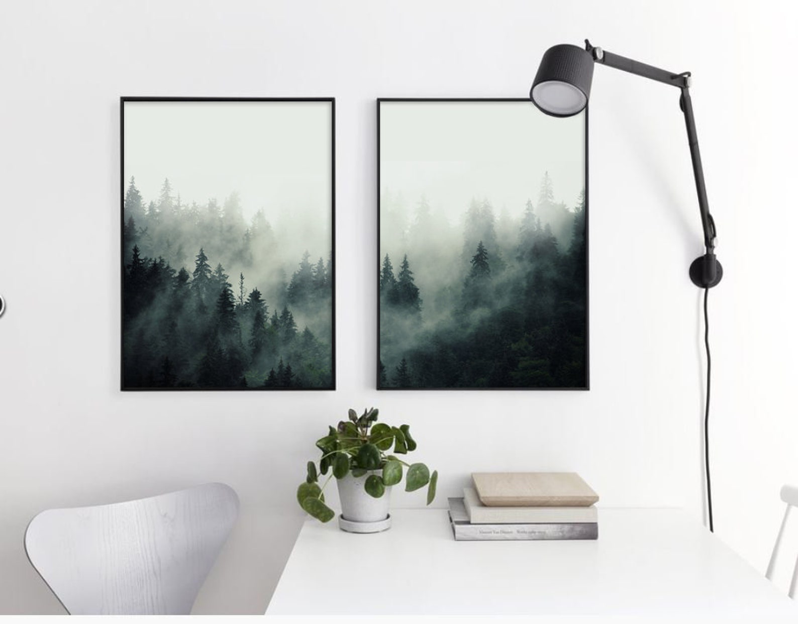 Forest Prints Set Forest Wall Art Mountain Print | Etsy