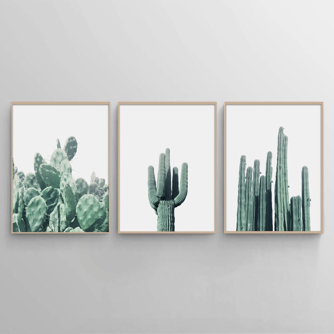 Cactus Print Set, Succulent Print, Set of 3 Wall Art, Printable Wall ...