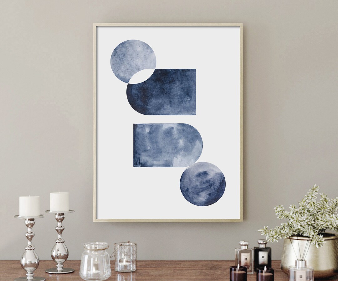 Indigo Painting Poster,minimalist Poster,watercolor Art,geometric Wall ...