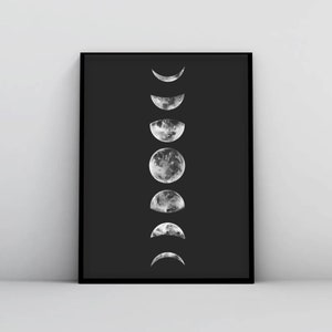 Moon Phases Poster,moon Poster,moon Art,planet Print,moon Phases Wall ...