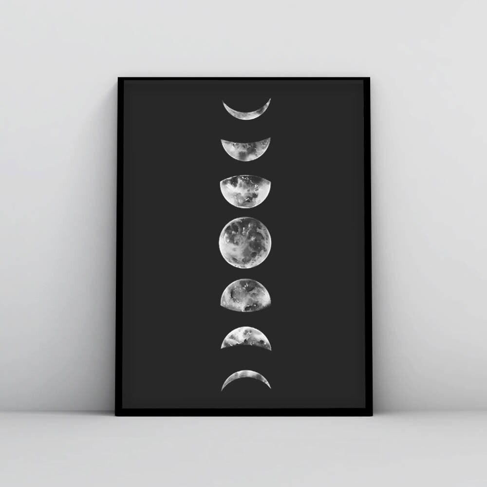 Moon Phases PosterMoon posterMoon artPlanet printMoon | Etsy