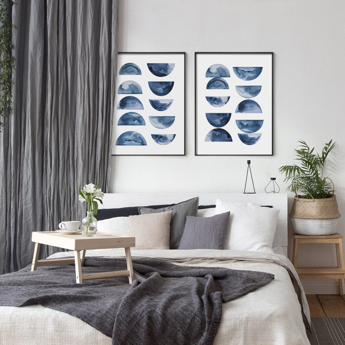 Indigo Abstract Posterminimalist Posterwatercolor Artmodern - Etsy