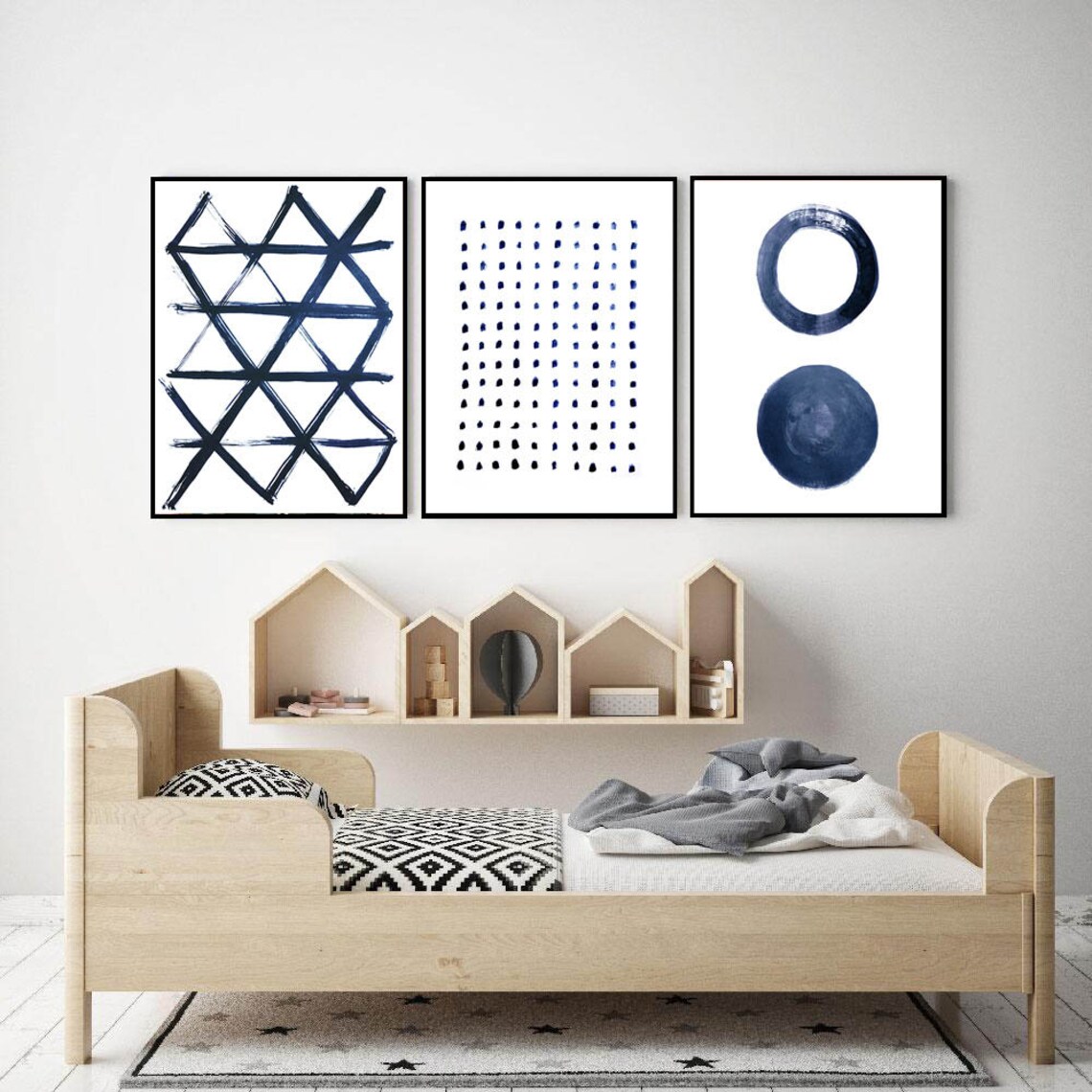 Indigo Wall Art Abstract Poster Deep Blue Scandinavian | Etsy