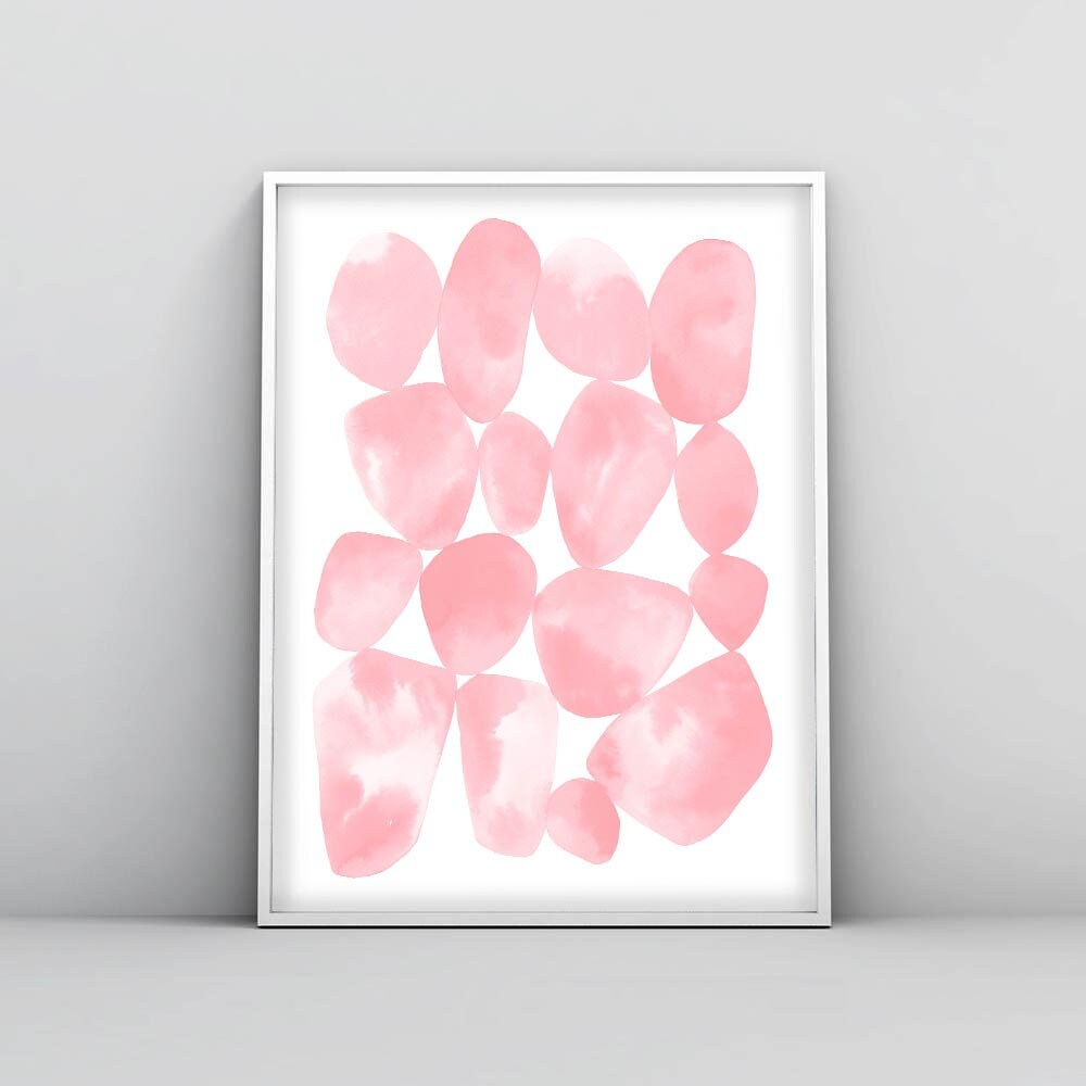 Blush Pink Watercolor Paintings Wall Art Print Watercolor | Etsy