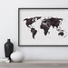 World Map Poster, Black and White, World Map Print, Watercolor World ...