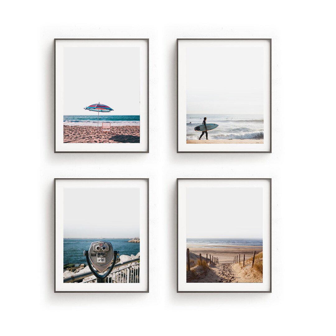 Set of 4 Beach Print, Beach and Coastal, Beach Poster, Beach ...