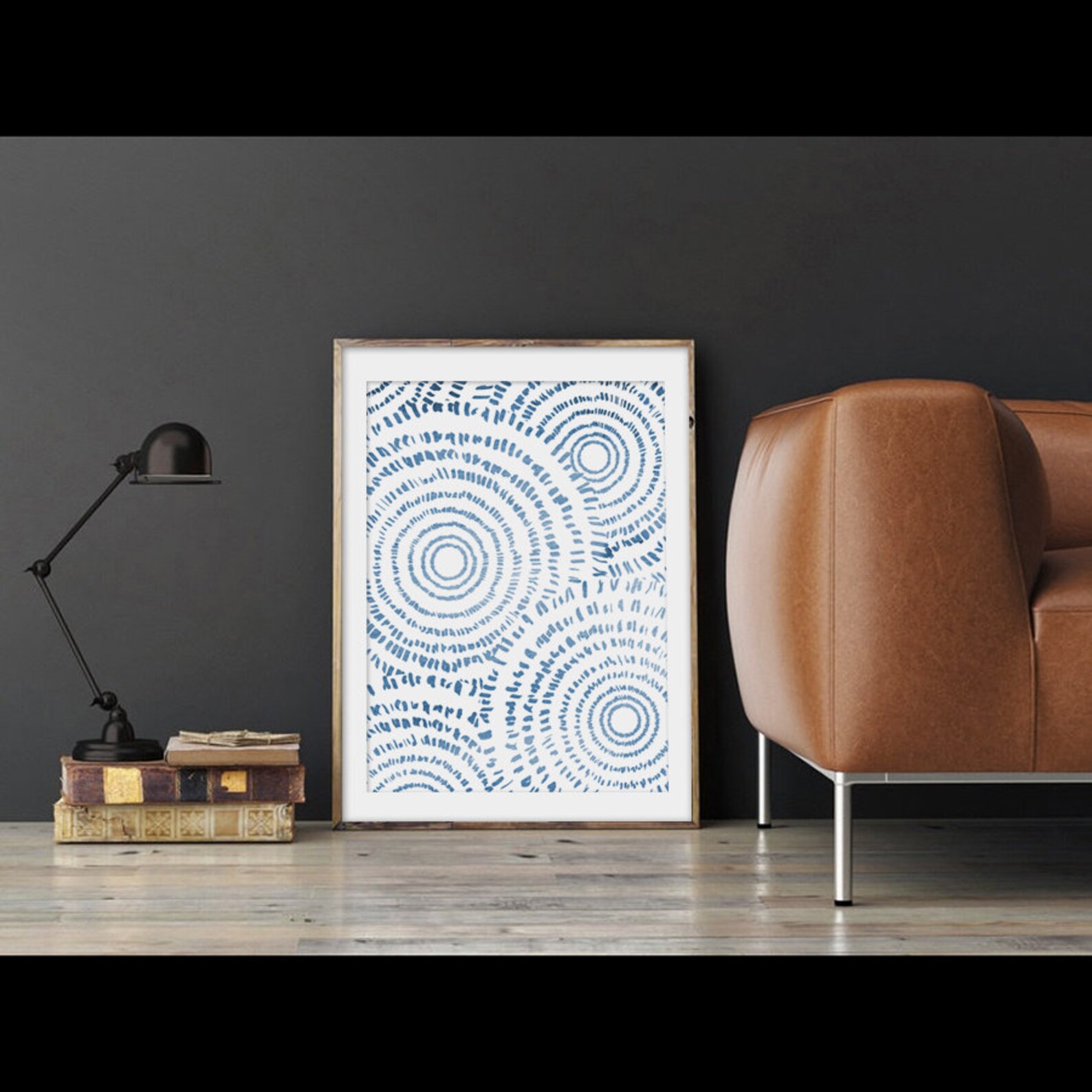Blue Abstract Circle Wall Artline Drawing Print Modern Wall - Etsy