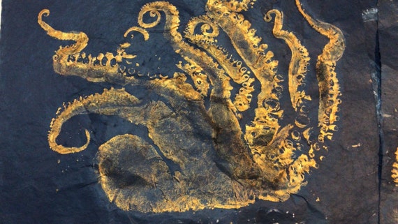 Gyotaku Gold Octopus | Etsy