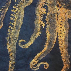 Gyotaku Gold Octopus - Etsy