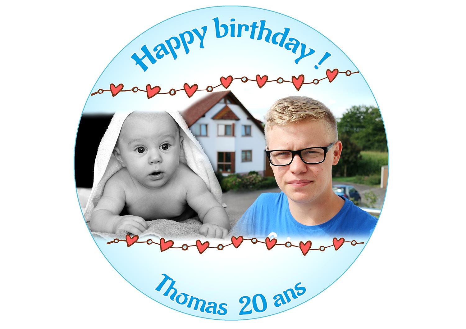 Happy Birthday Happy Birthday DUO Sugar Leaf or AZYME for Cake Diam ...