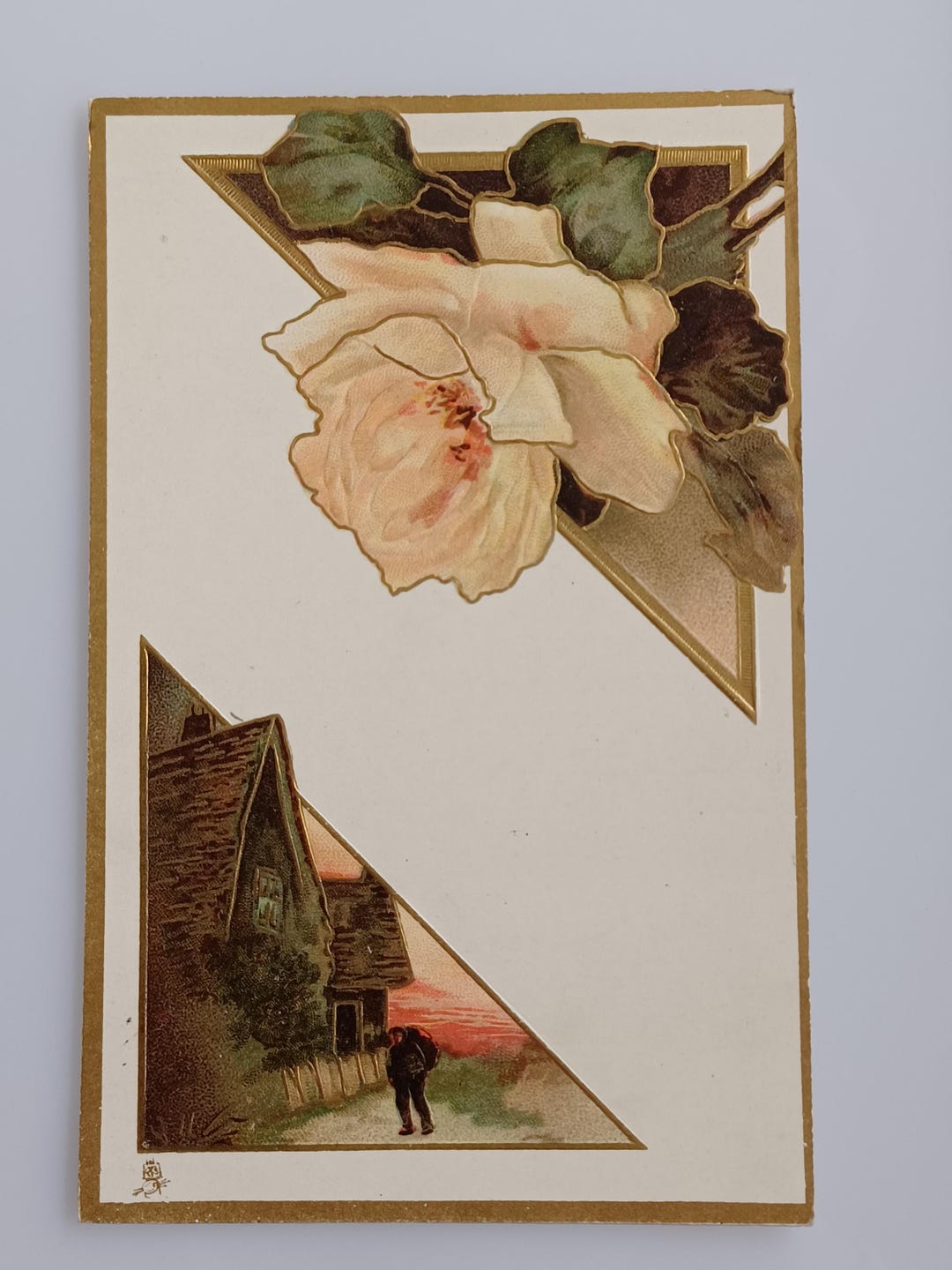 Vintage 1909 Raphael Tuck Postcard ART Series 6873 Peach Rose Cottage ...