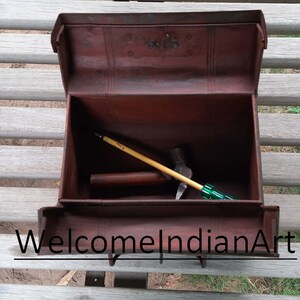 Antique Barber Box/ Rustic Grooming Box/unique Folding Painted Tin ...