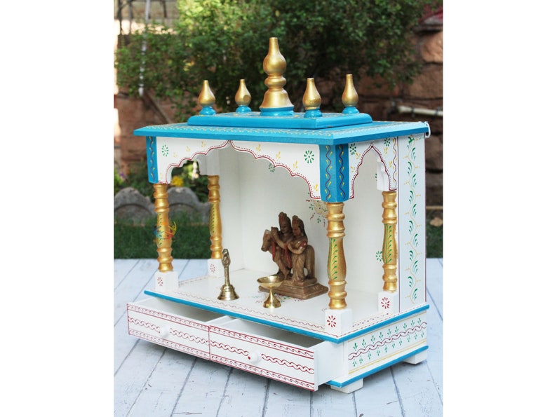 Handcrafted Wooden Temple Mandir: Indian Pooja Ghar With Drawers - Etsy